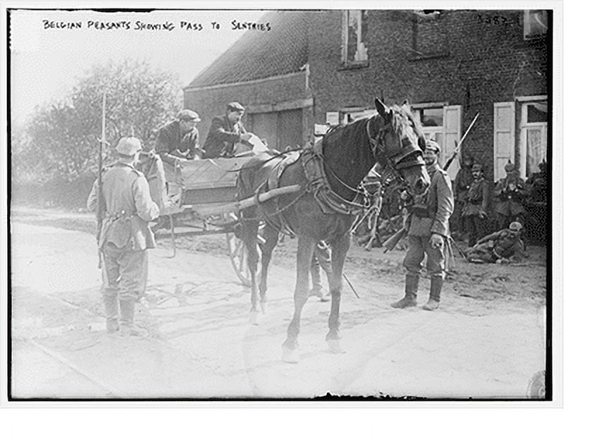 Historic Print, Belgian Peasants showing pass to sentries, 16" x 20 ...
