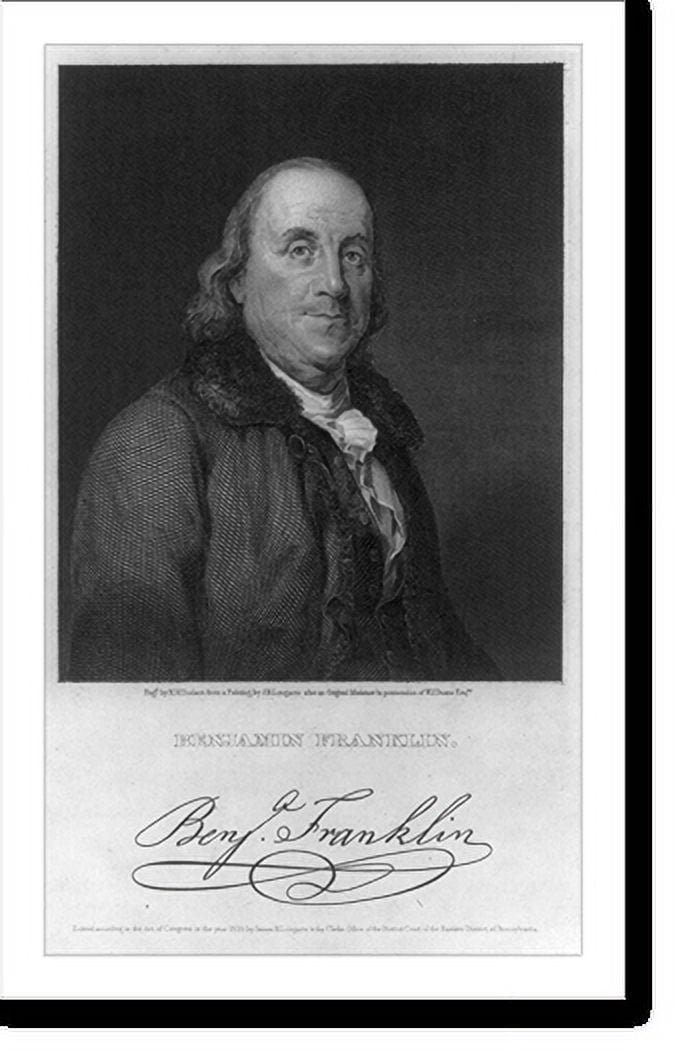 Historic Print, [Benjamin Franklin, 1706-1790, bust portrait, facing slightly right] - 2, 18" x ...