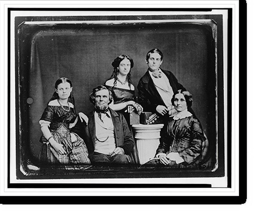 Historic Print, [Benjamin family group portrait, posed around a column ...