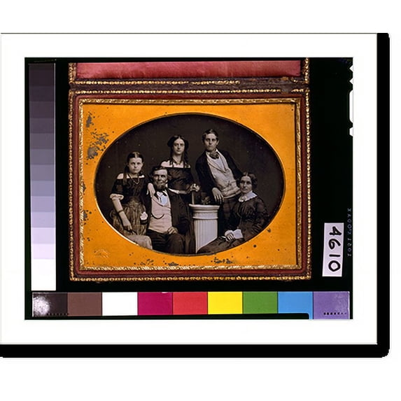 Historic Print, [Benjamin family group portrait, posed around a column ...