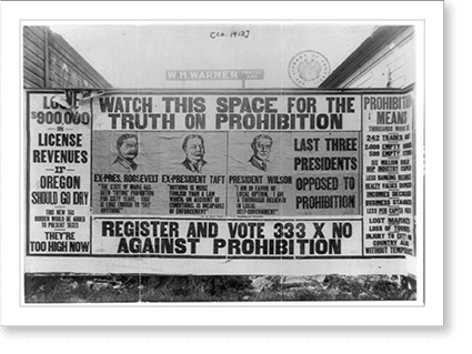 Historic Print, [Billboard poster against prohibition, with head and ...