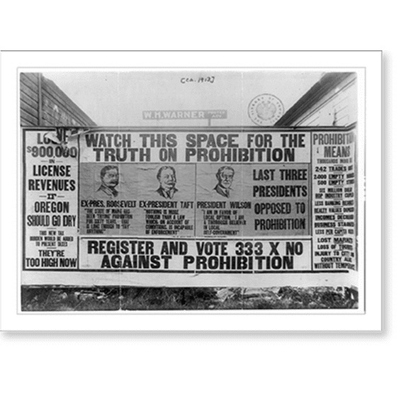 Historic Print, [Billboard poster against prohibition, with head and ...