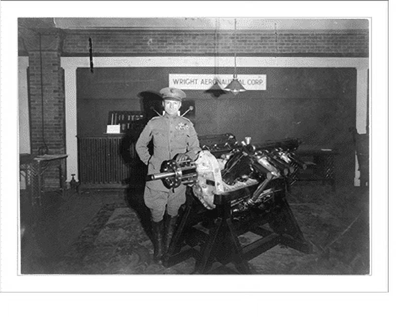 Historic Print, [Billy Mitchell posed beside aircraft engine at Wright ...