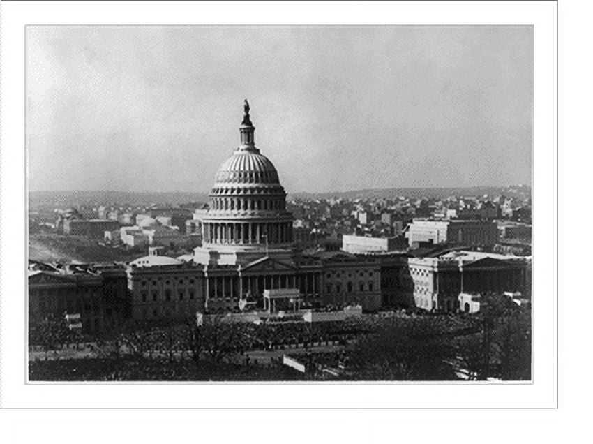 Historic Print, [Bird's-eye view of the U.S. Capitol and crowd at the ...