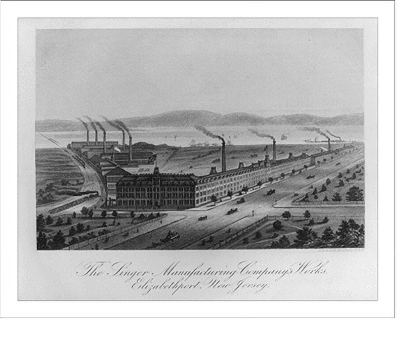 Historic Print, [Bird's-eye views of factories and mills]: The Singer ...