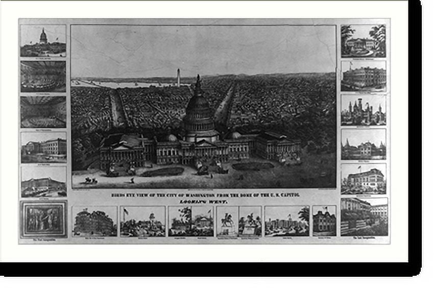 Historic Print, Birds eye view of the city of Washington from the dome ...