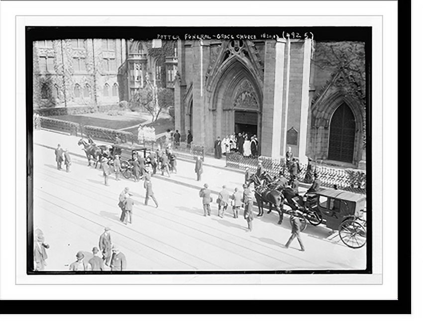 Historic Print, Bishop Potter funeral, caisson door being closed after ...