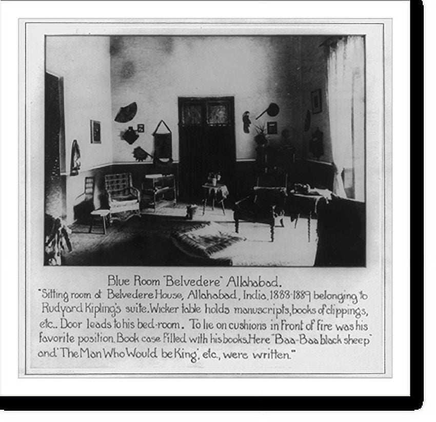 Historic Print, Blue Room Belvedere" Allahabad. Sitting room at ...