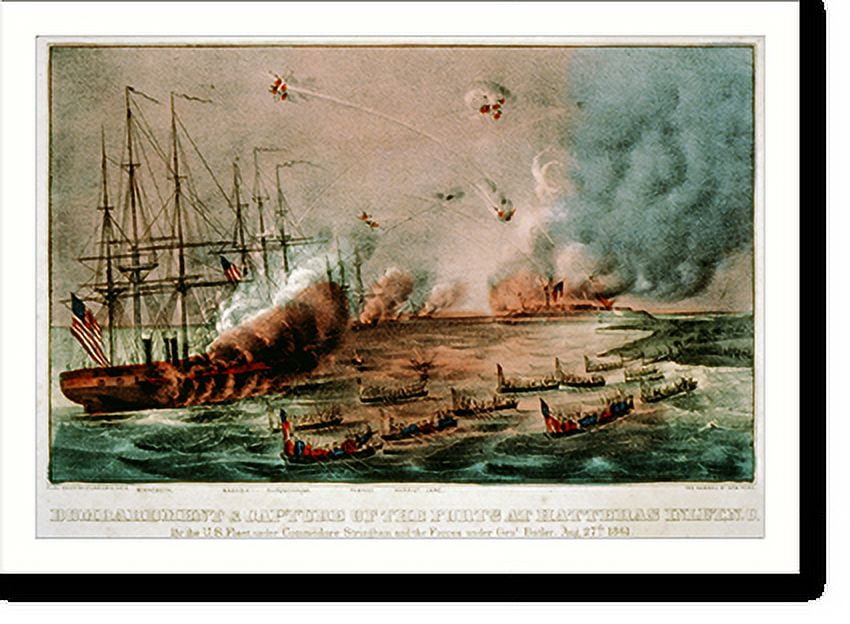 Historic Print, Bombardment & capture of the Forts at Hatteras Inlet, N ...
