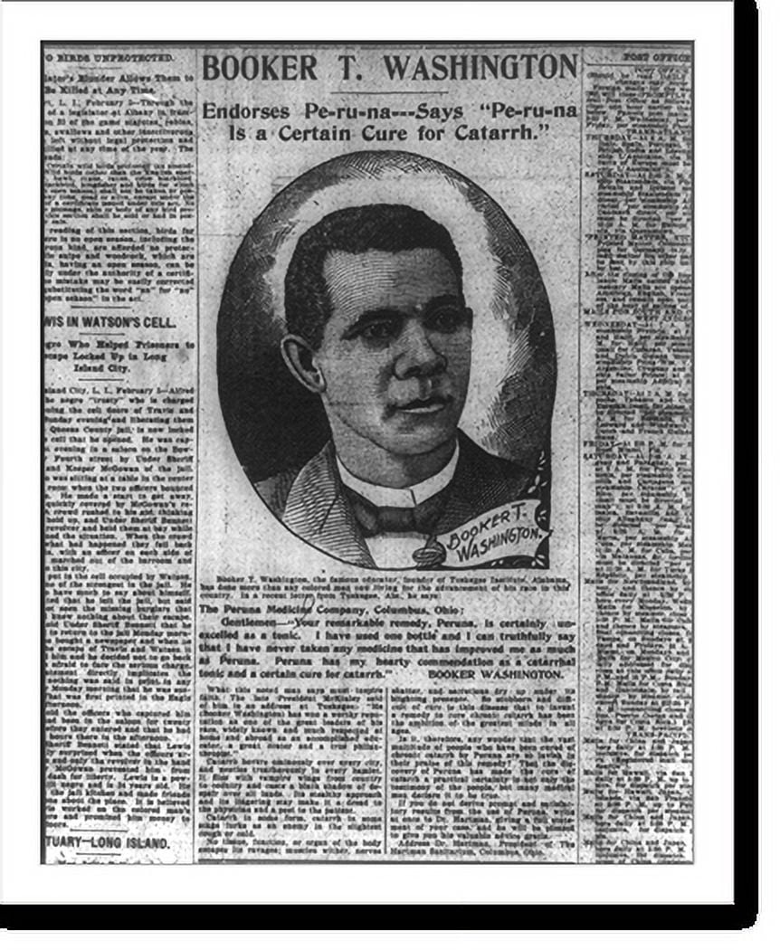 Historic Print, Booker T. Washington endorses Pe-ru-na . - Says Peruna ...