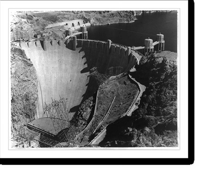 Historic Print, [Boulder Dam (now called Hoover Dam); overview of ...