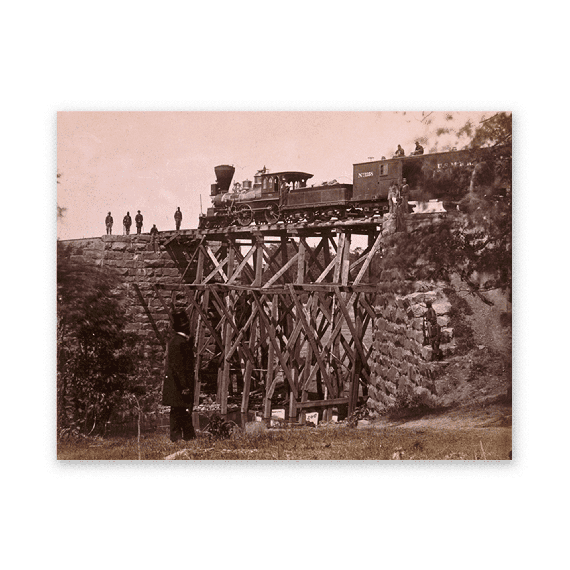Historic Print, Bridge on Orange & Alexandria [Virginia] Railroad, as ...