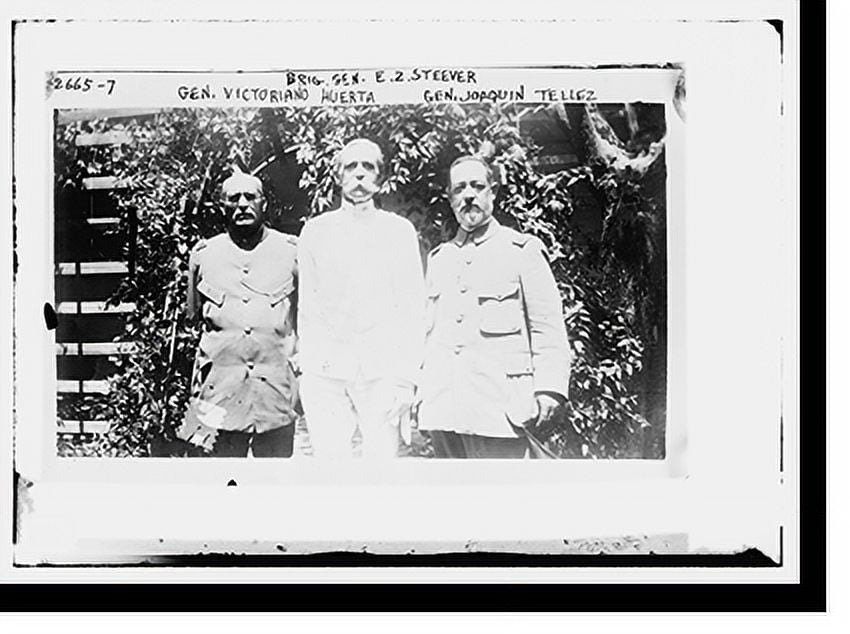 Historic Print, Brig. Gen. E.Z. Steever, Gen. V. Huerta, Gen. Joaquin ...