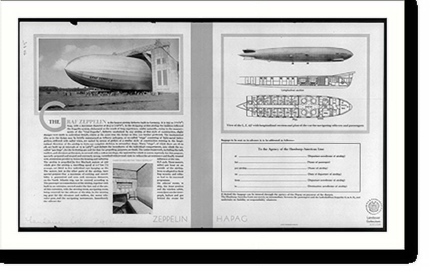 Historic Print, [Brochure for Hamburg-America Line advertising Zeppelin ...