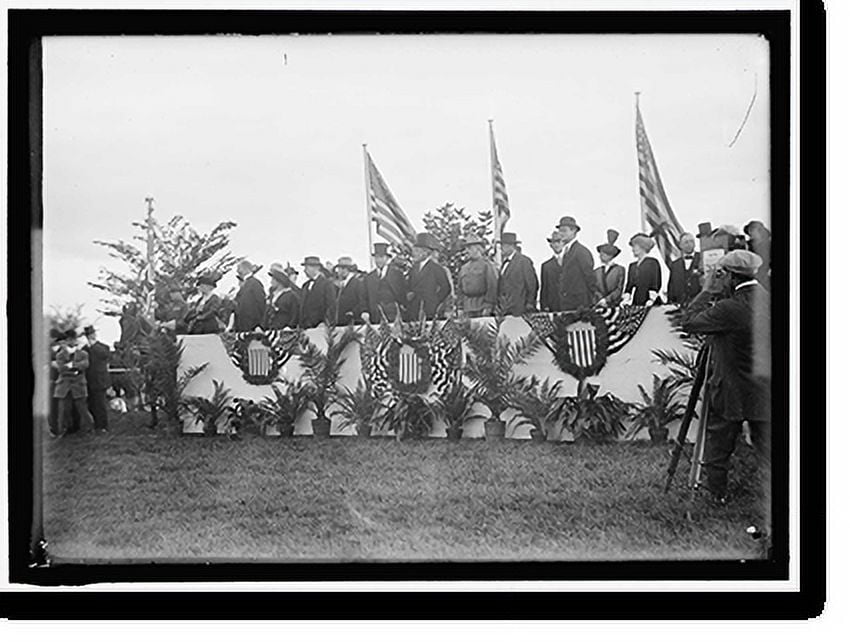 Historic Print, CAVALRY REVIEW BY PRESIDENT WILSON. SEEN IN STAND ...