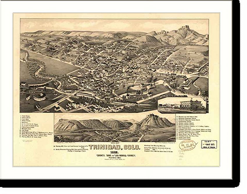Historic Print, CO Trinidad 1882 MAP, 16" x 20" - Walmart.com