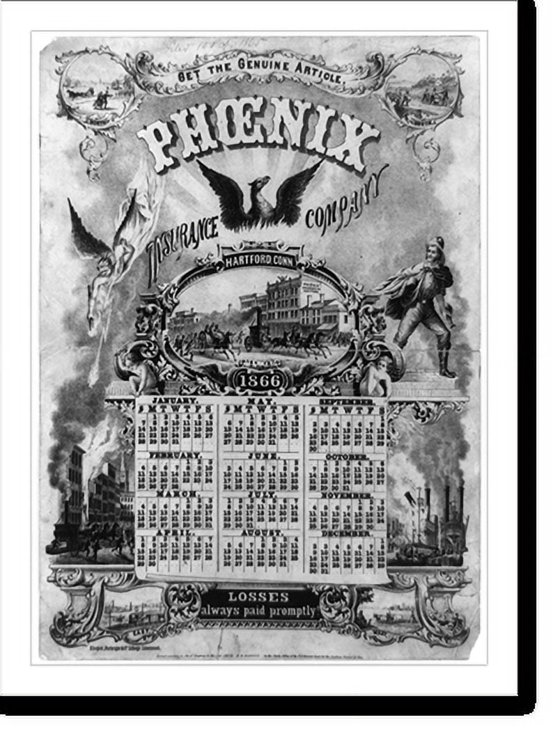 Historic Print, [Calendar for 1866 - advertisement for Phoenix ...