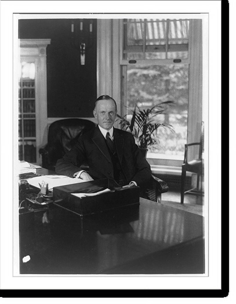 Historic Print, [Calvin Coolidge, half-length portrait, seated at desk ...