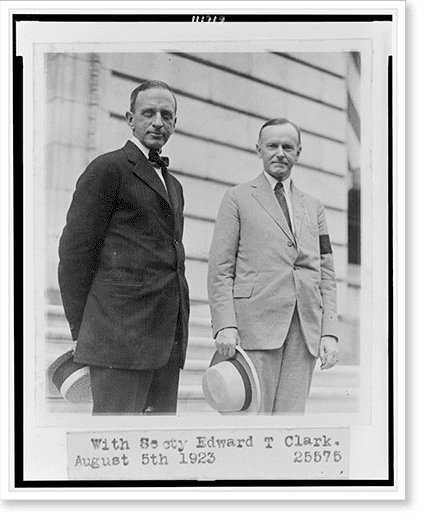 Historic Print, [Calvin Coolidge posed standing with Edward T. Clark ...
