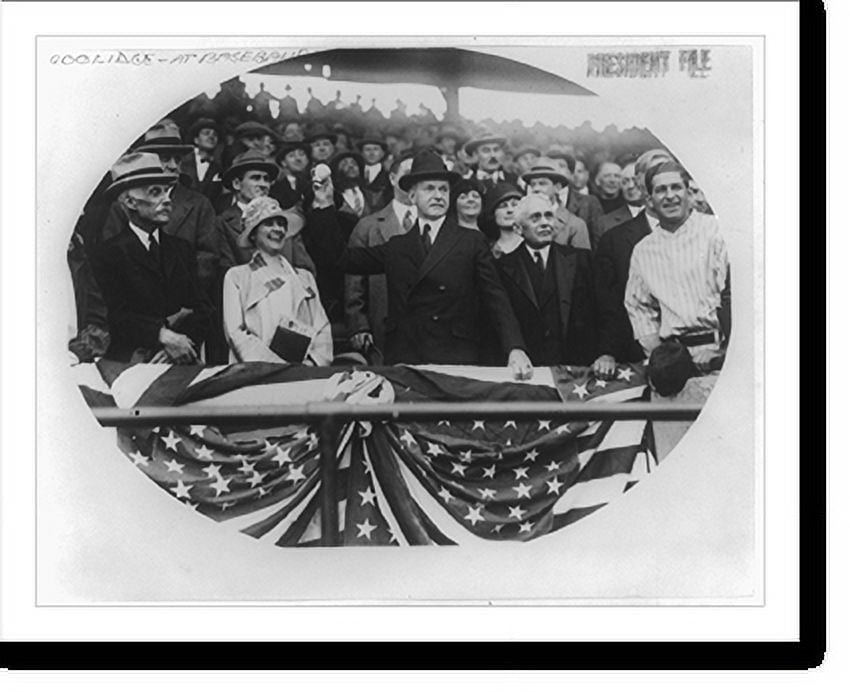 Historic Print, [Calvin Coolidge throwing out baseball at opening game ...