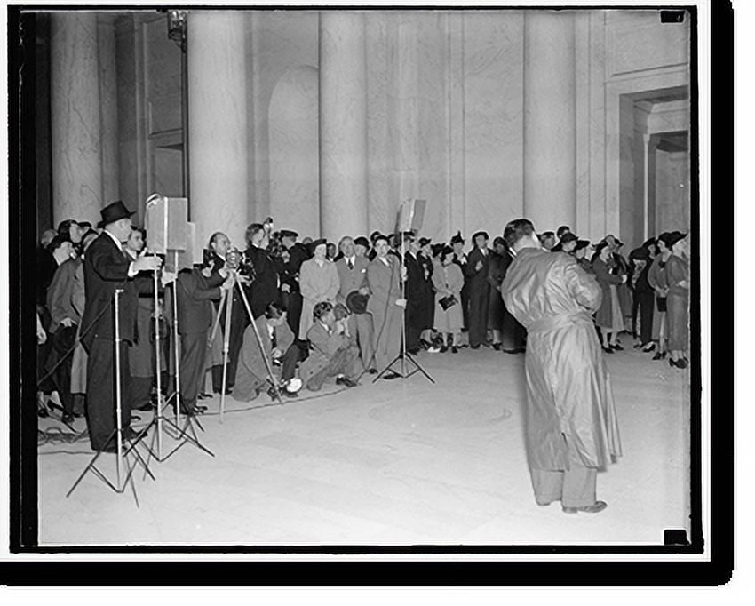 Historic Print, Cameramen set up in Supreme Court chamber. Washington ...