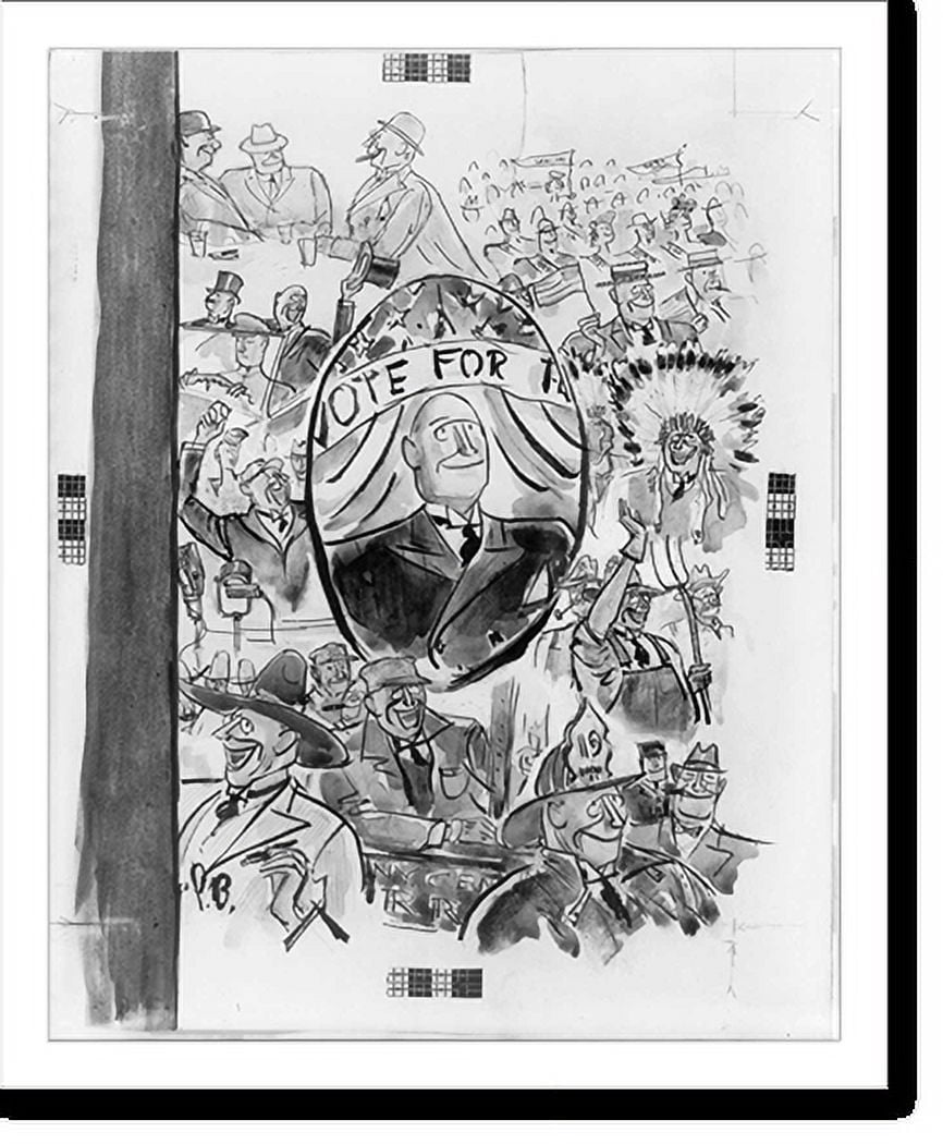 Historic Print, [Cartoon composite of election campaign scenes], 18" x ...