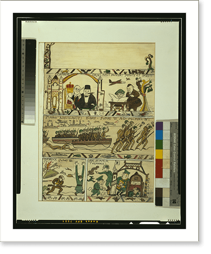 Historic Print, [Cartoon showing D-Day invasion of France by British ...