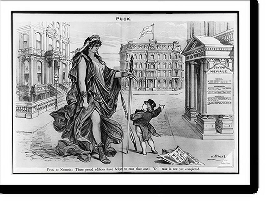 Historic Print, [Cartoon showing Puck pointing at New York Herald and ...
