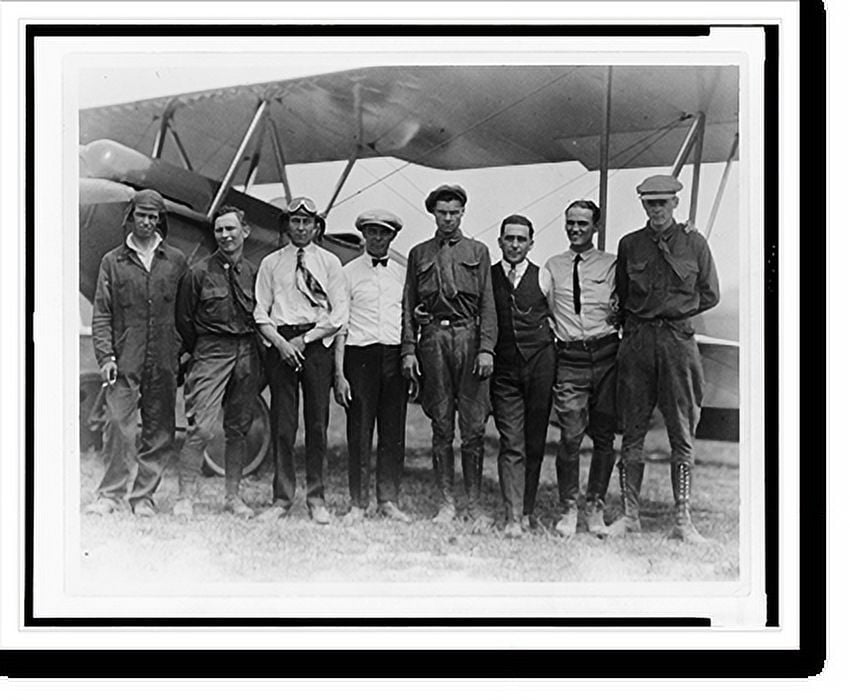 Historic Print, [Charles Lindbergh with seven other men, including Bud ...