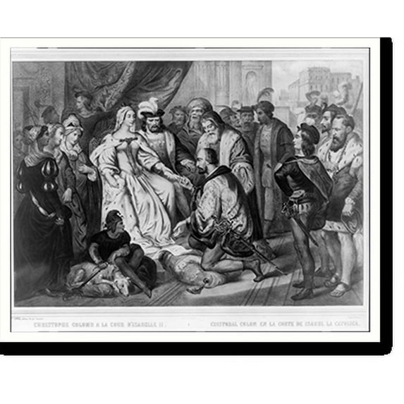 Historic Print, Christophe Colomb a la cour d'Isabelle II.Pairs, Vve ...