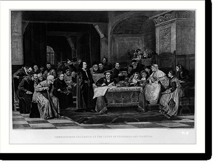 Historic Print, Christopher Columbus at the court of Ferdinand and ...