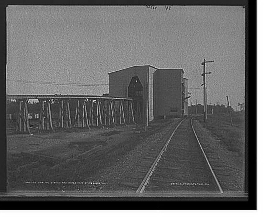Historic Print, Coaling station and water tank at Mazonia, Ill., 16" x ...