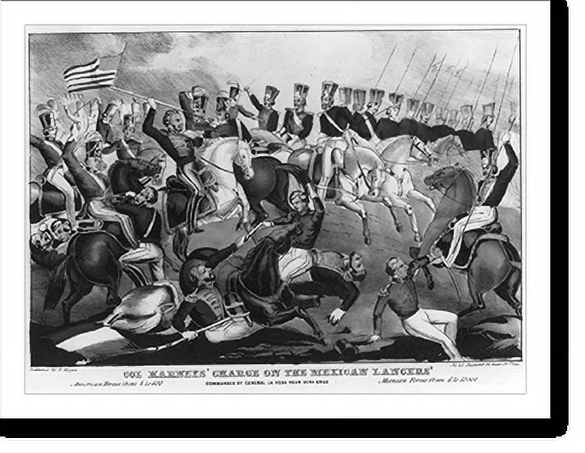 Historic Print, Col. Harneys' charge on the Mexican lancers' commanded ...
