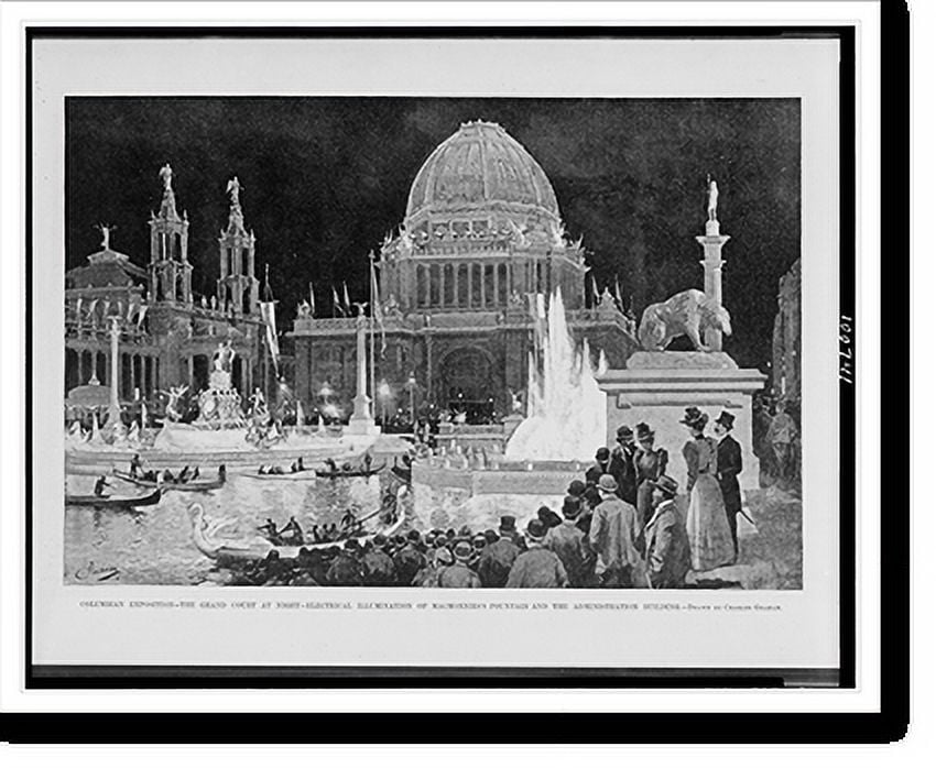 Historic Print, Columbian Exposition. the grand court at night ...