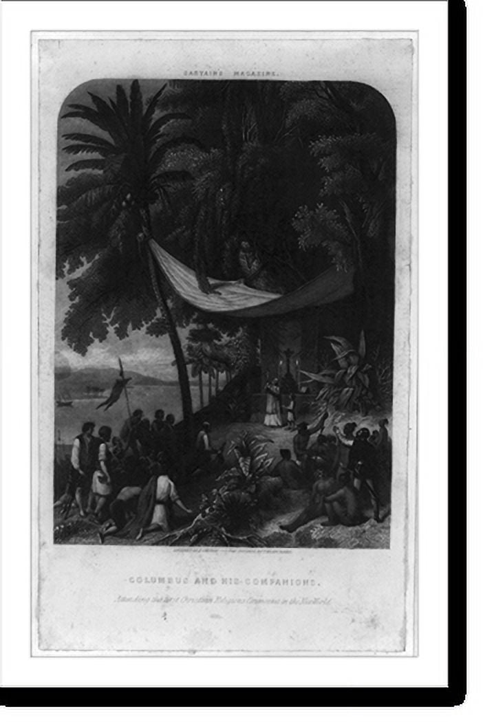 Historic Print, Columbus and his companions attending the first ...