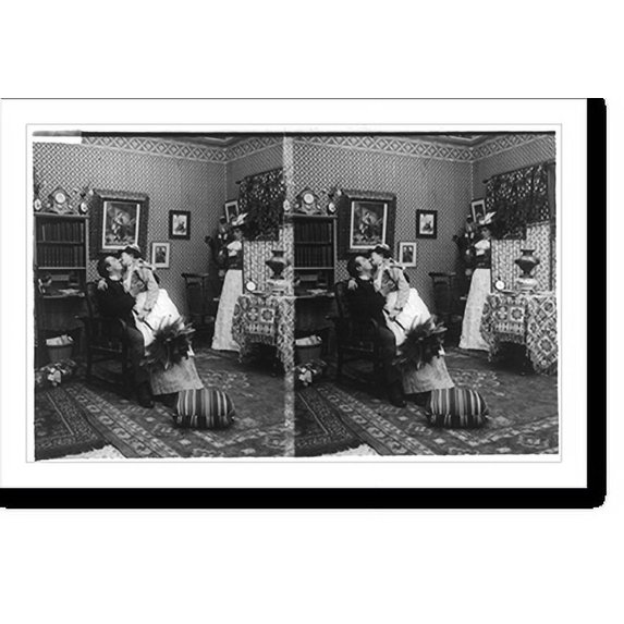 Historic Print, [Comical scene showing maid sitting on man's lap ...
