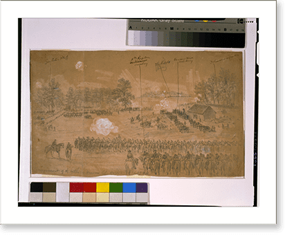 Historic Print, Commencement of the battle of Hanover Ct. House. 1:45 ...