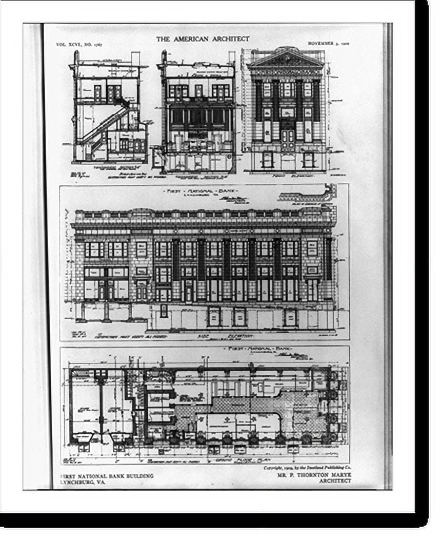 Historic Print, [Composite of 5 architectural drawings of the First ...
