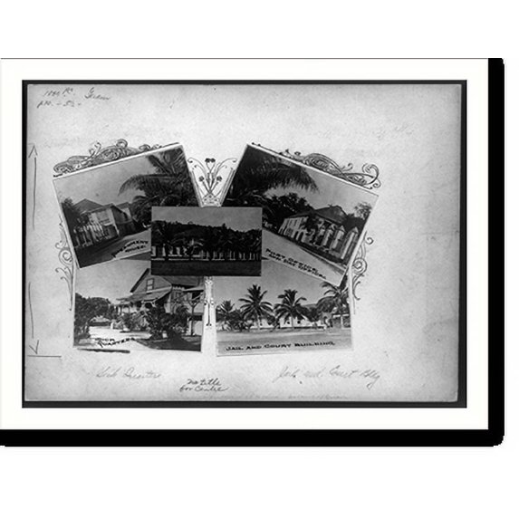 Historic Print, [Composite scenes of Guam, ca. 1912: Government ...