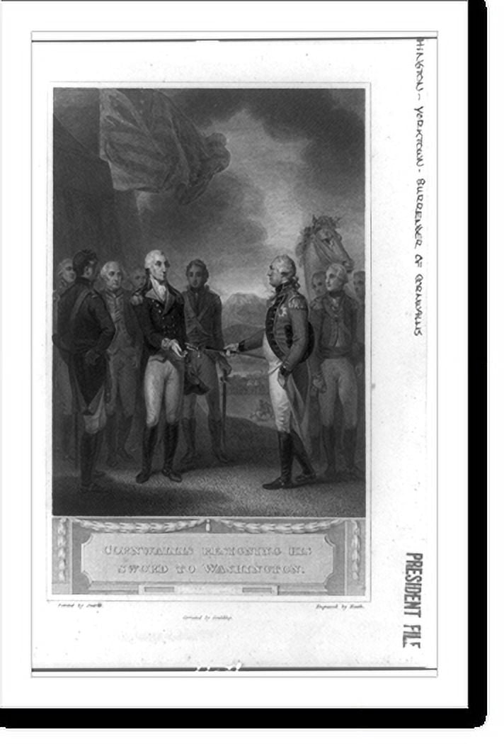 Historic Print, Cornwallis resigning his sword to Washington.engraved ...