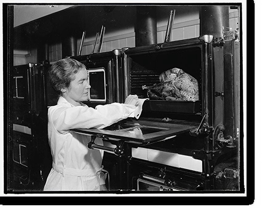 Historic Print, Correct way to bake turkey. Miss Alexander removes the ...