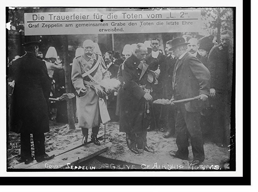 Historic Print, Count Zeppelin at grave of airship victims, 18" x 24 ...