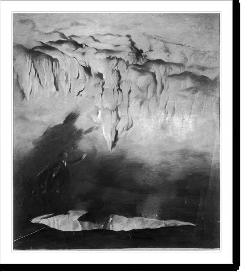 Historic Print, [Croghan Hall, two men near maelstrom in Mammoth Cave ...