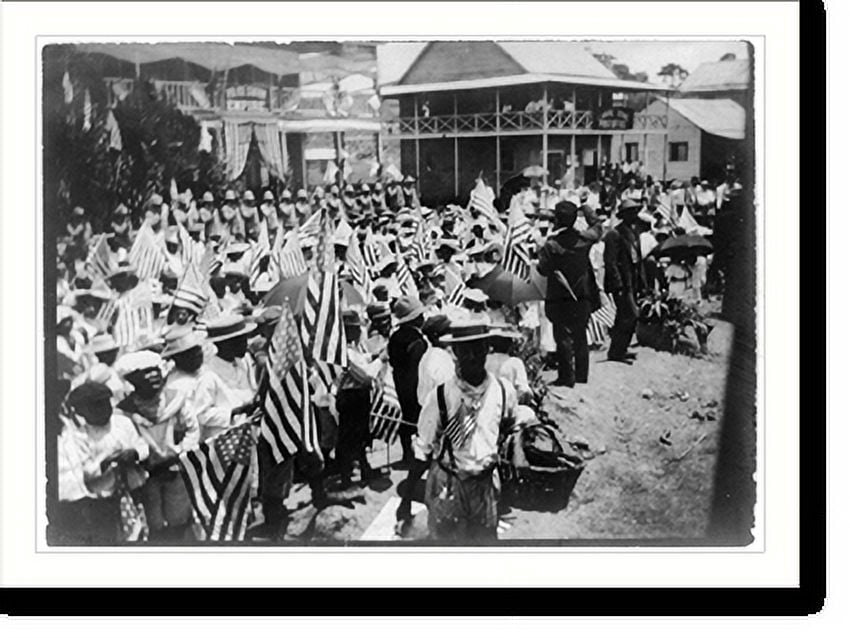 Historic Print, [Crowd in Panama at opening ceremony(?) of the Panama ...