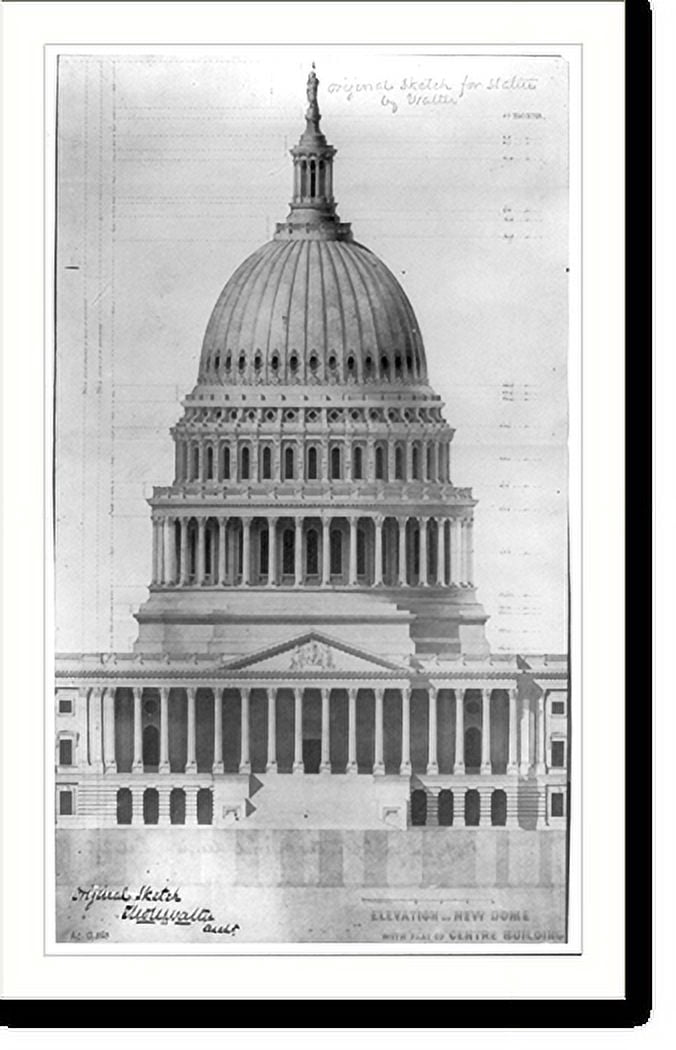 Historic Print, [D.C. Wash. - U.S. Capitol (dome and statue): dome with ...