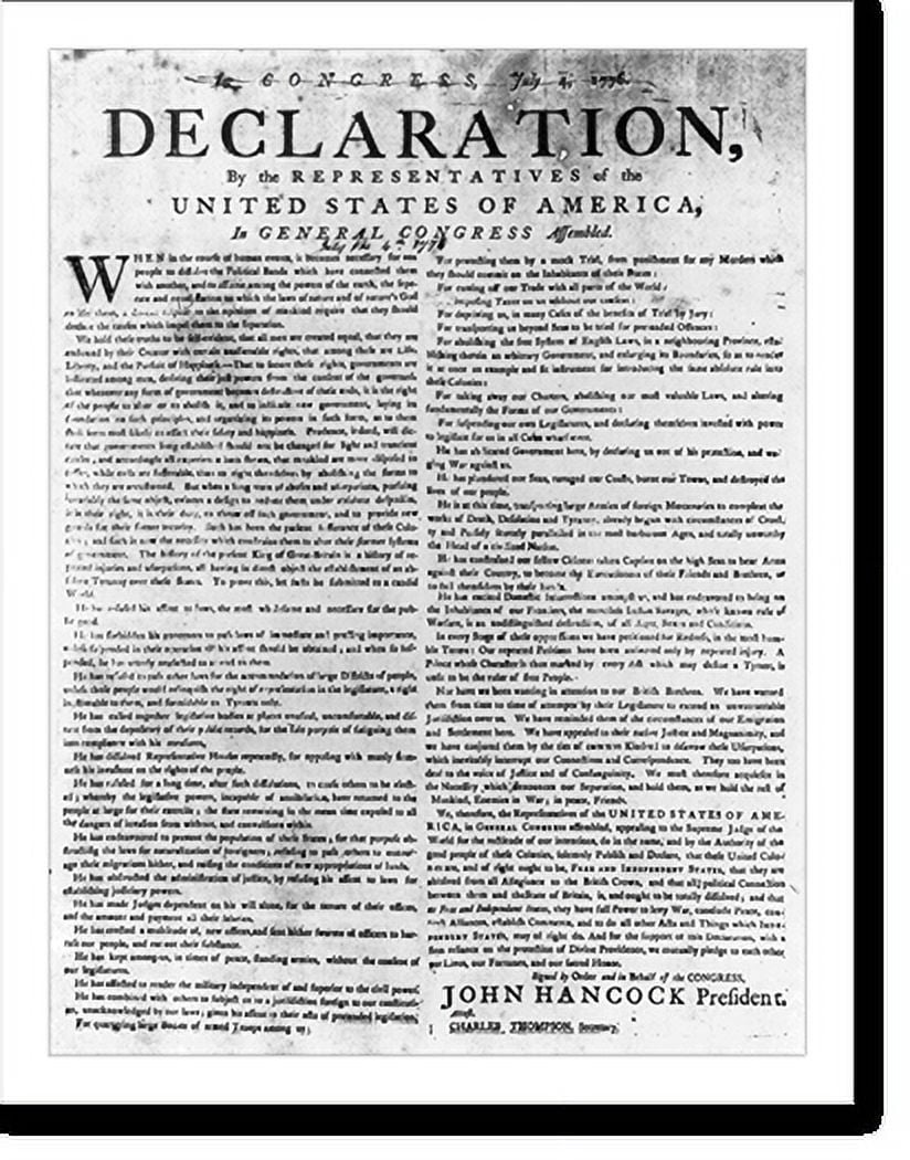 Historic Print, [Declaration of Independence; July 4, 1776], 16" x 20 ...