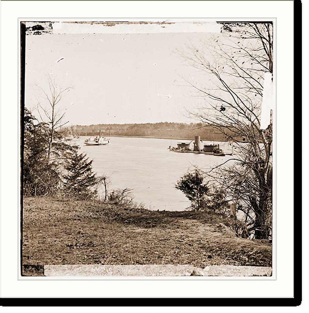 Historic Print, Deep Bottom Virginia. View on James River with double ...