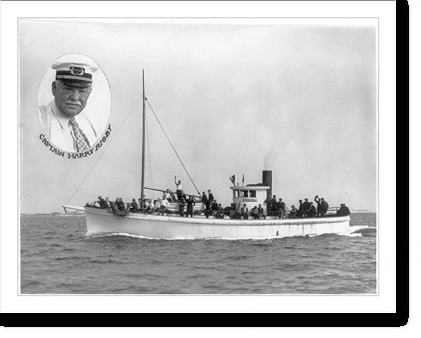 Historic Print, [Deep-sea fishing boats - broadside views with oval ...