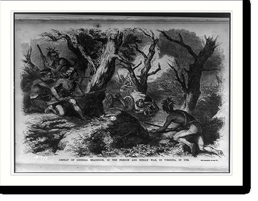 Historic Print, Defeat of General Braddock, in the French and Indian ...