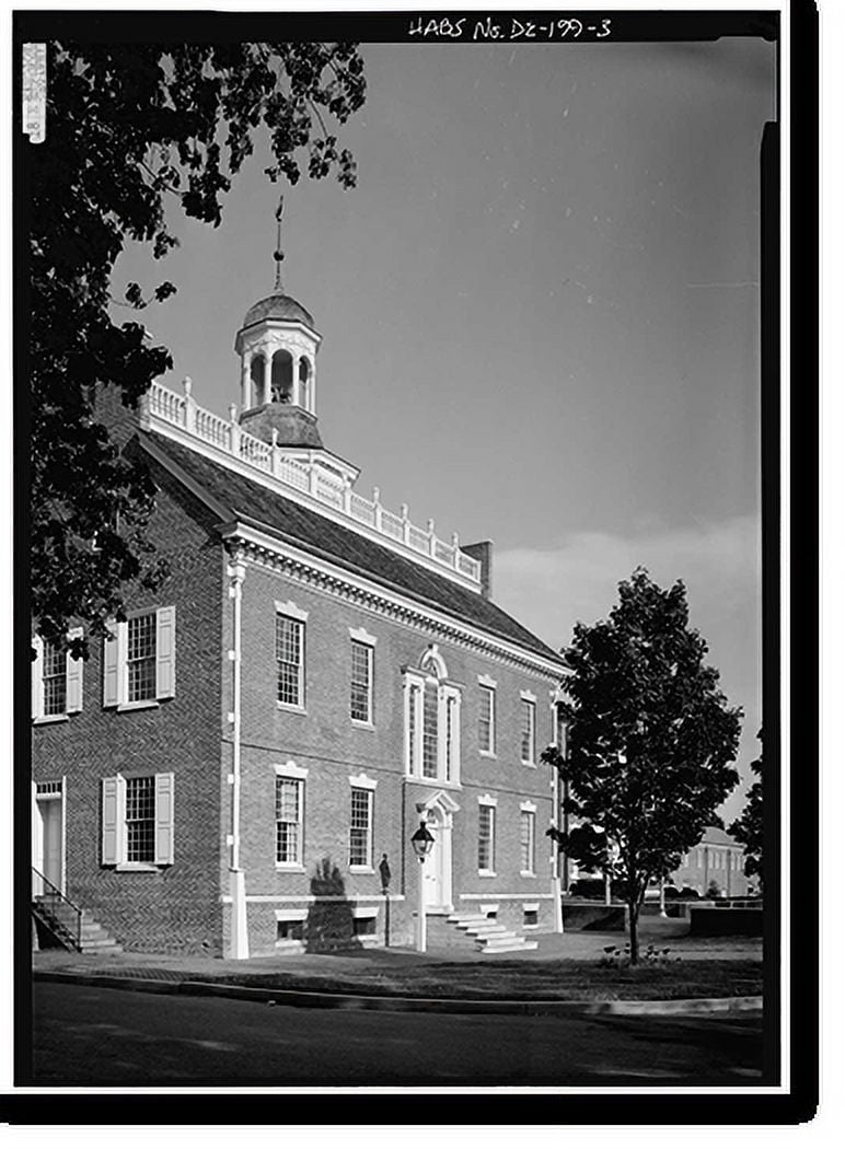 Historic Print, Delaware State House, East side of The Green, Dover ...